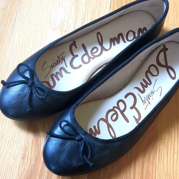 Sam Edelman | Shoes | Sam Edelman Black Leather Ballet Flats With Bow Detail | Poshmark